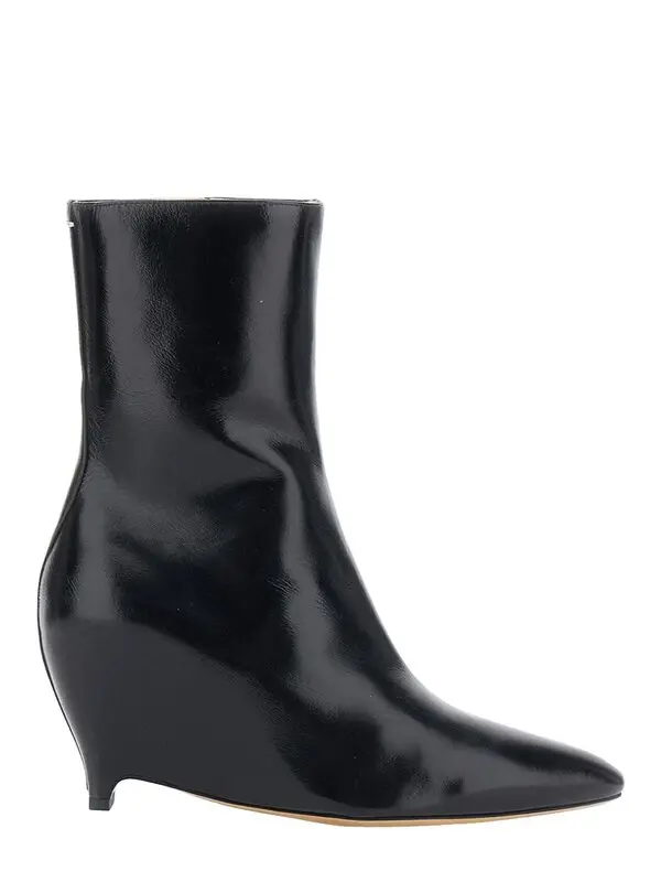 MAISON MARGIELA Sheepskin Ankle Boots With Sculptural High Heel - Black