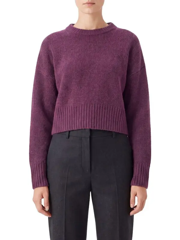 KUJTEN 100% Cashmere Crewneck Sweater With Dropped Shoulders - Red