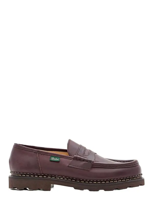 Paraboot Reims Smooth Calfskin Penny Loafers With Rubber Sole - Brown