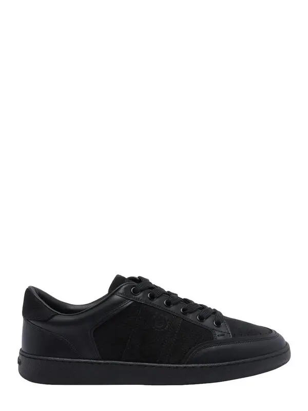 FERRAGAMO Gancini Low-top Sneakers In Calfskin And Nubuck - Black
