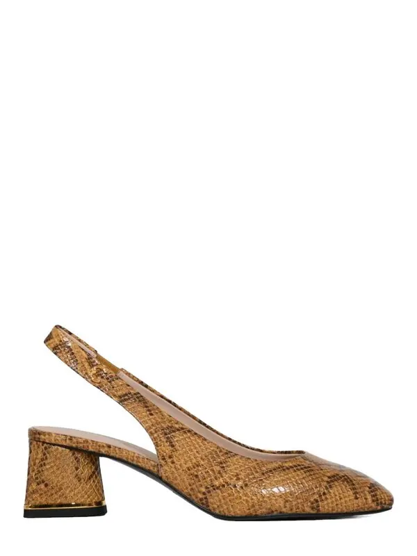 COCCINELLE Python Print Leather Slingbacks With Medium Heel - Honey