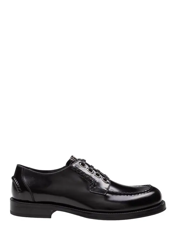 Dolce & Gabbana Brushed Calfskin Leather Derby Shoes - Black