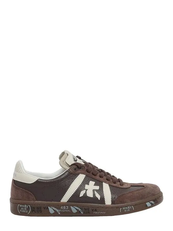 Premiata Bonnie Leather And Suede Sneakers With Maxi Side Logo - Dark