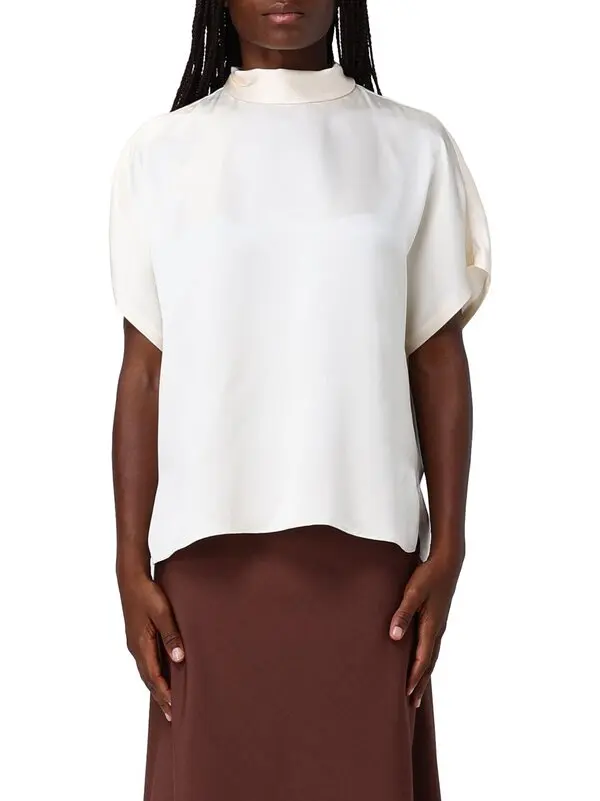 Brunello Cucinelli High Neck Top With Tie Detail - Beige