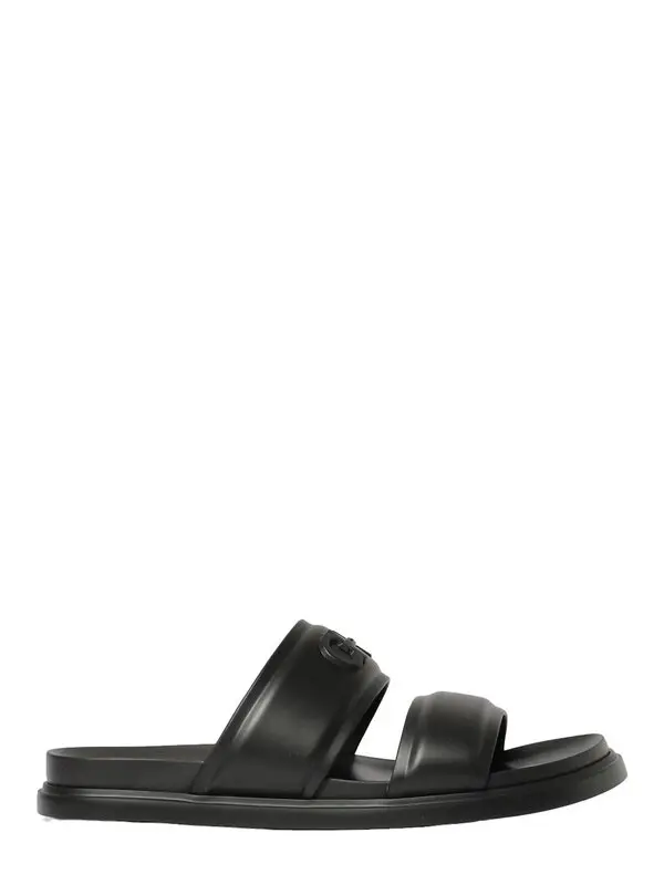 FERRAGAMO Embossed Gancini Rubber Flat Sandals - Black