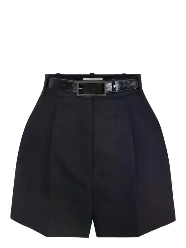 Elisabetta Franchi Wool Shorts With Belt - Black