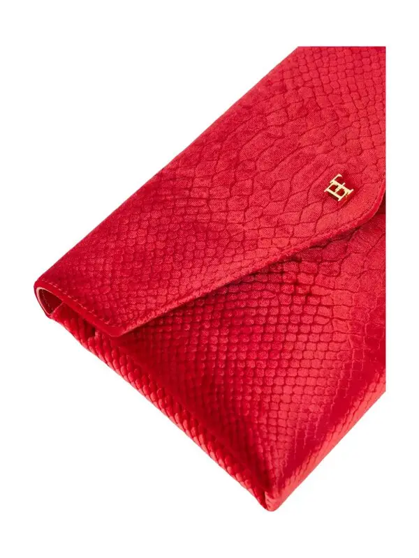 Elisabetta Franchi Velvet Shoulder Bag With Crocodile Print - Red