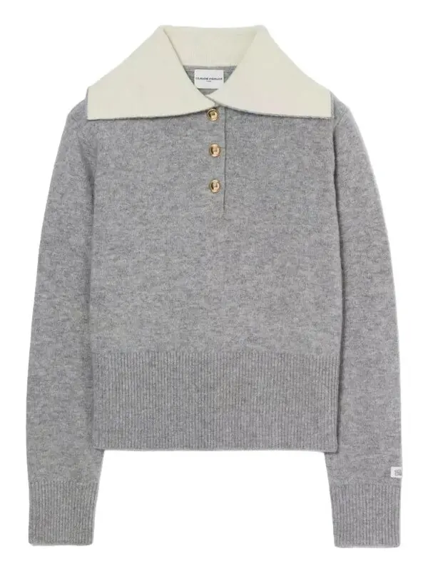 Claudie Pierlot Relaxed Wool Half-zip Jumper - Grey