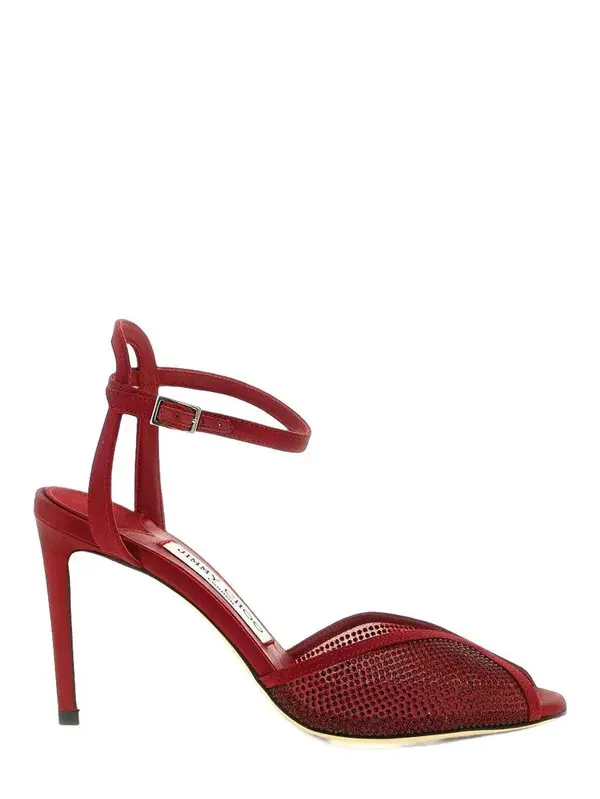 JIMMY CHOO Sacora Embellished Stiletto Sandals - Red