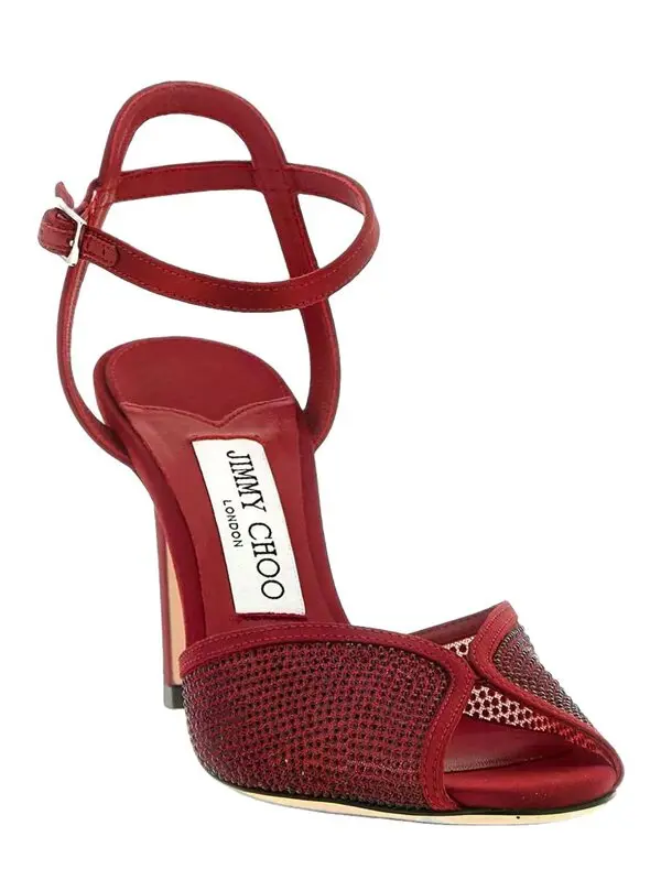 JIMMY CHOO Sacora Embellished Stiletto Sandals - Red