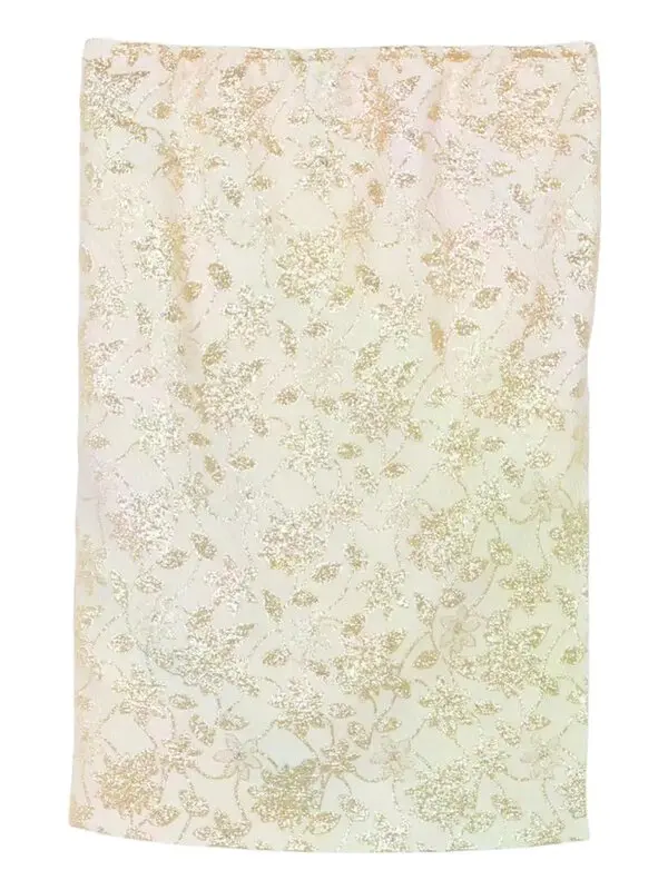 Saint Laurent Brocade Midi Skirt - Neutrals