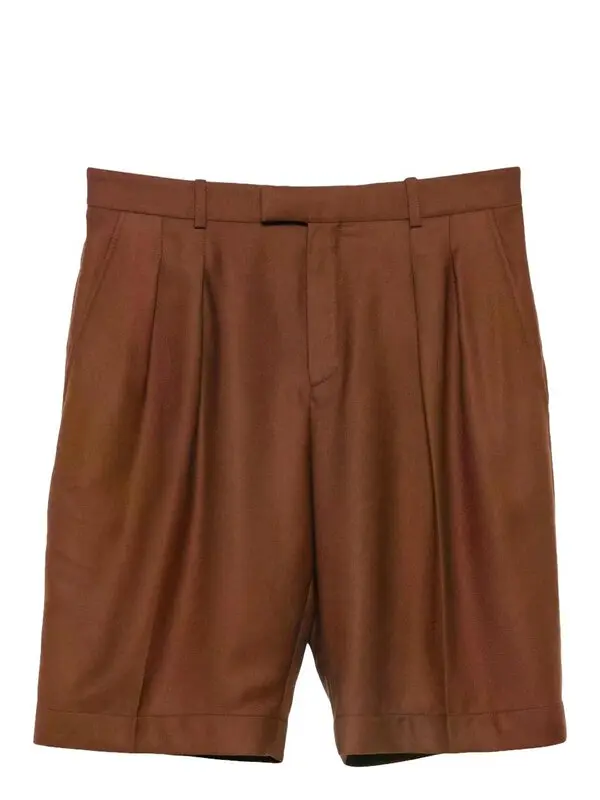 Saint Laurent Pleated Bermuda Shorts - Brown