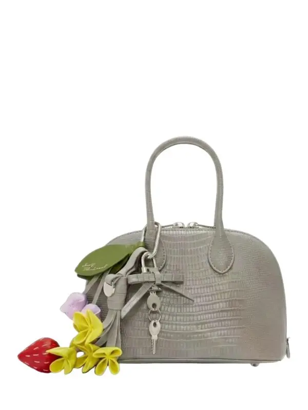 SELF-PORTRAIT Lizard-effect Leather Tote Bag - Grey