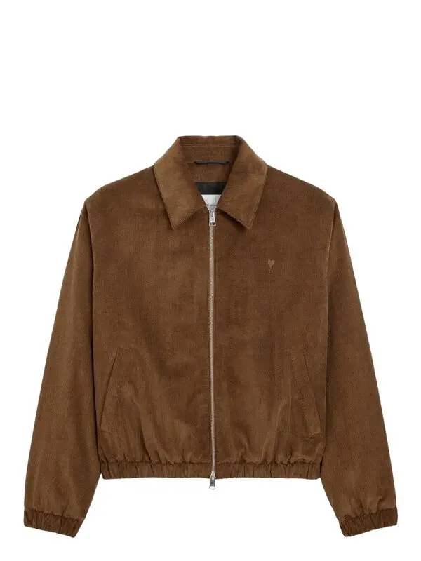 AMI Paris Velvet Cotton Blouson Jacket - Brown