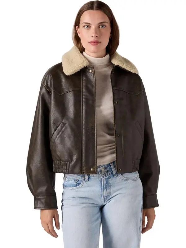 LEVI'S Short Western Bomber Jacket - Brown