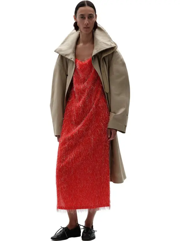 Bottega Veneta Viscose Fil Coupé Midi Dress - Flash Red