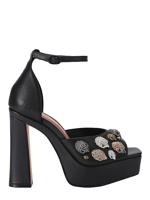 Kurt Geiger Eagle Embellished Platform Heeled Sandals - Black