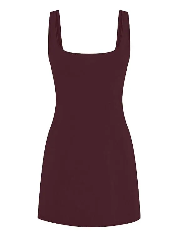 SKIMS Scoop Neckline Cotton-jersey Mini Dress - Currant