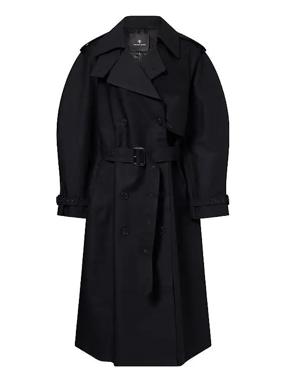 ANINE BING Pascale Cotton Maxi Trench Coat - Black