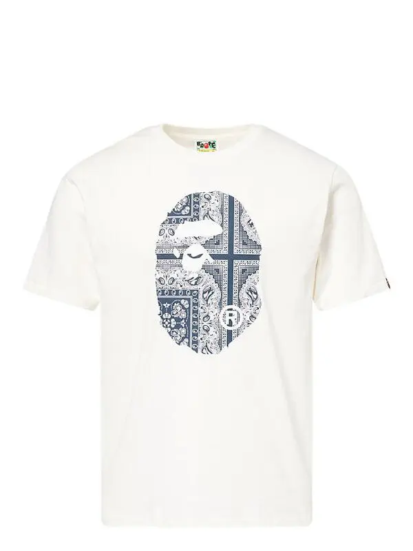 A BATHING APE Paisley Ape Head Graphic Cotton-jersey T-shirt - Ivory