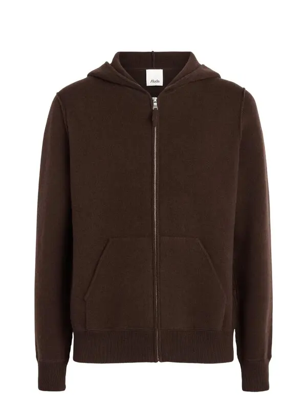 ALLUDE Wool-cashmere Zip-up Hoodie - Brown