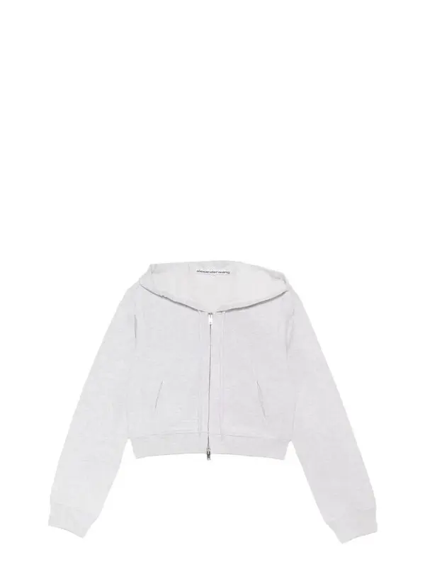 Alexander Wang Cropped Zip-up Hoodie - Grey