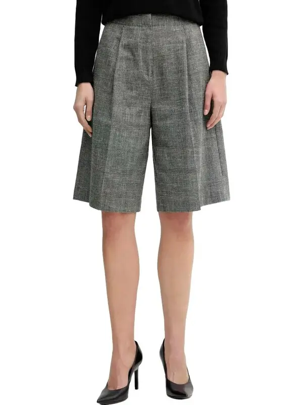 BENETTON Pleated Plaid Culottes - Grey