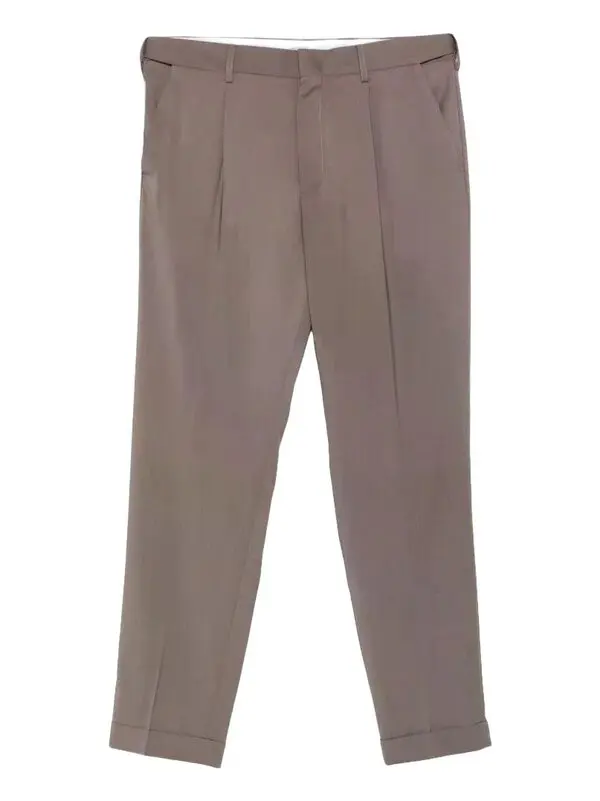 CELLAR DOOR Cambridge Pleated Tailored Trousers - Brown