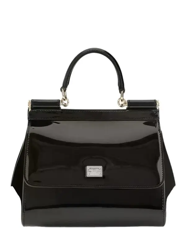 Dolce & Gabbana Small Sicily Handbag In Patent Leather - Black