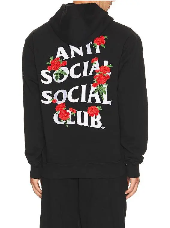 ANTI SOCIAL SOCIAL CLUB Embroidered Rose Kkotch Hoodie - Black