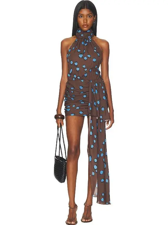 ROWEN ROSE Halter Mini Dress - Brown