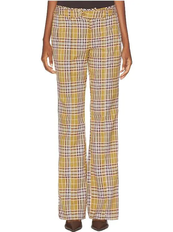 Free People Plaid Slim Trousers - Multi