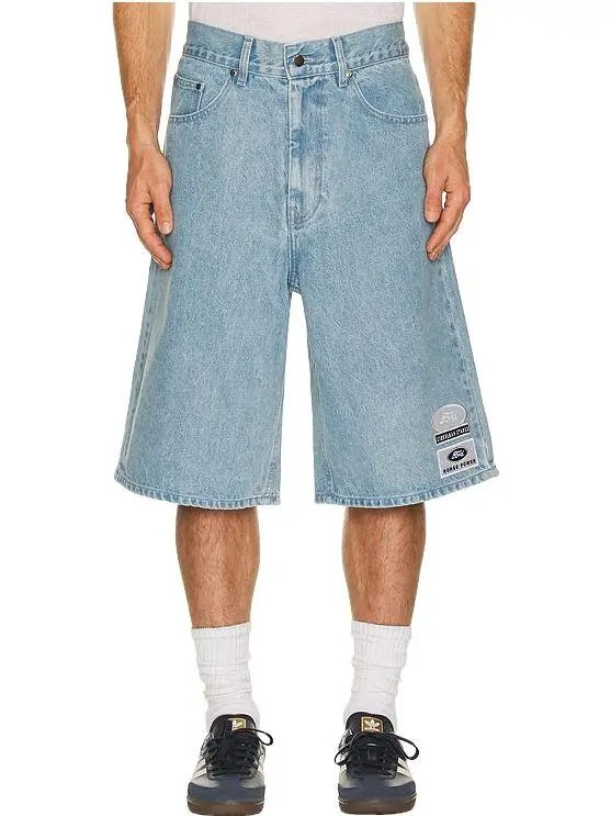 SIEGELMAN STABLE X Ford Patched Denim Jorts - Blue