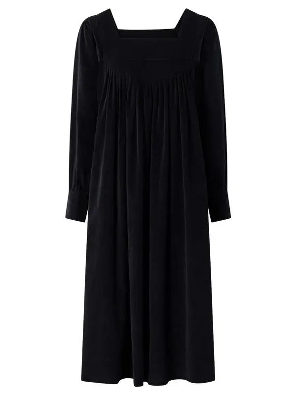 Thierry Colson Tatiana Cotton & Wool-blend Corduroy Midi Dress - Black