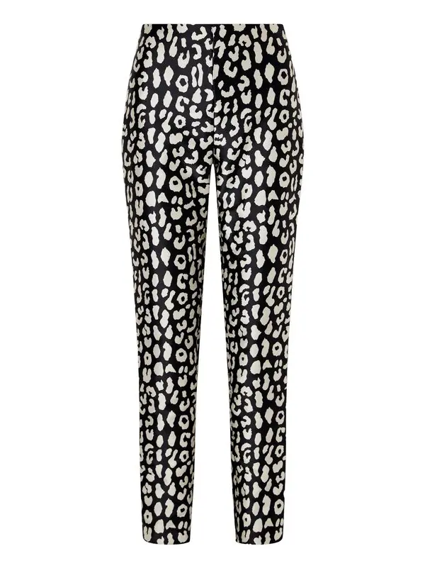 Carolina Herrera Leopard-patterned Jacquard Slim-leg Trousers - Black