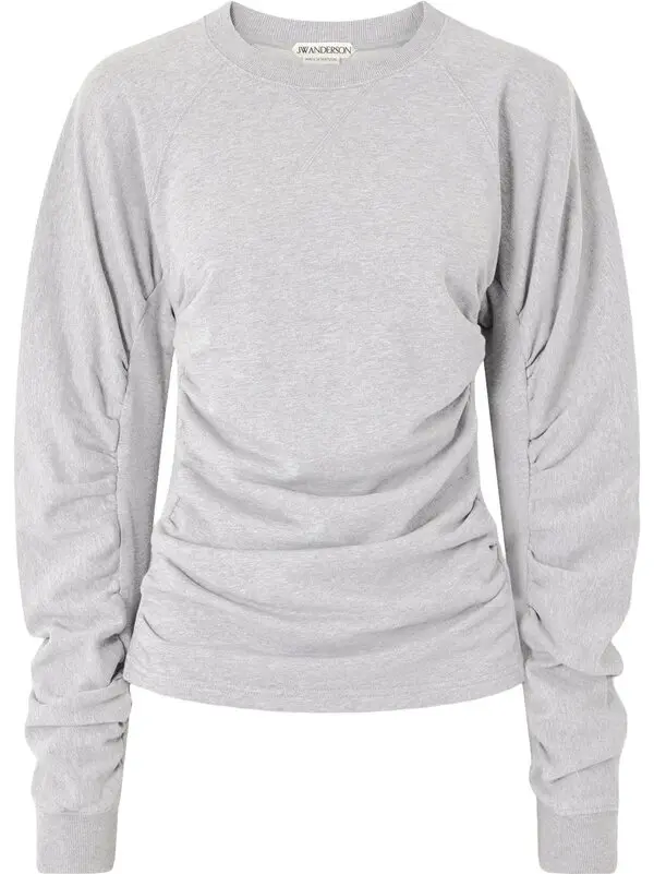 JW Anderson Ruched Sleeve Cotton-jersey Sweatshirt - Gray