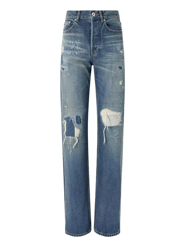 JW Anderson Distressed Mid-rise Straight-leg Jeans - Blue