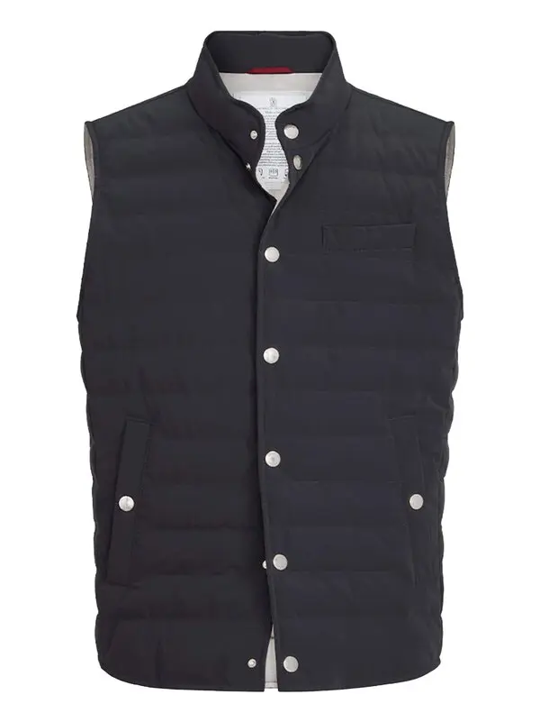 Brunello Cucinelli Bonded Taffeta Down Gilet - Blue