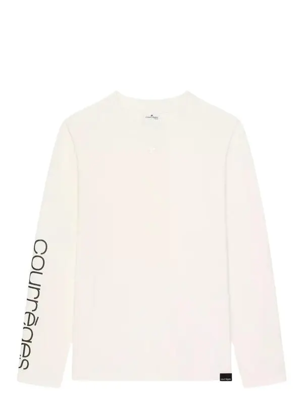 COURREGES Logo-print Long-sleeve T-shirt - Neutrals