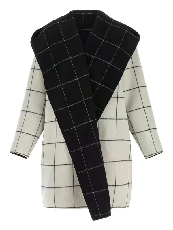 TOTEME Reversible Windowpane Check Coat - Neutrals