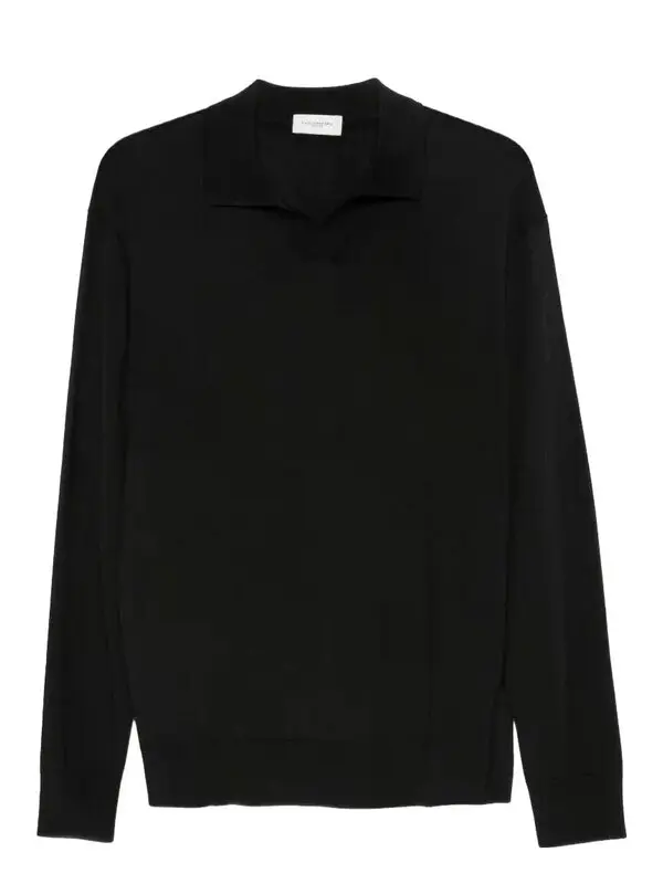 PAOLO PECORA Long-sleeve Polo Shirt - Black