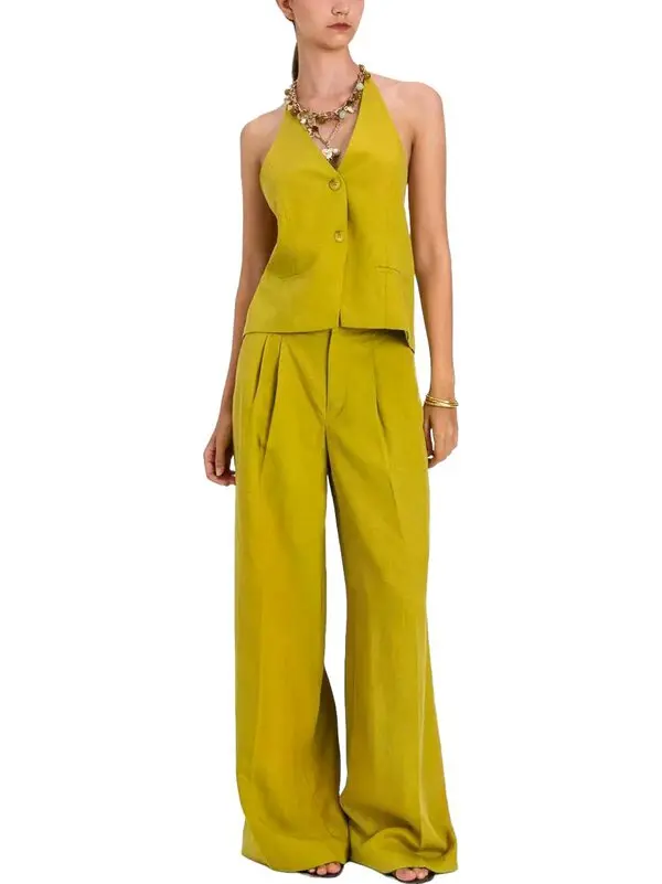 TWINSET Linen-blend Halter Neck Waistcoat - Yellow
