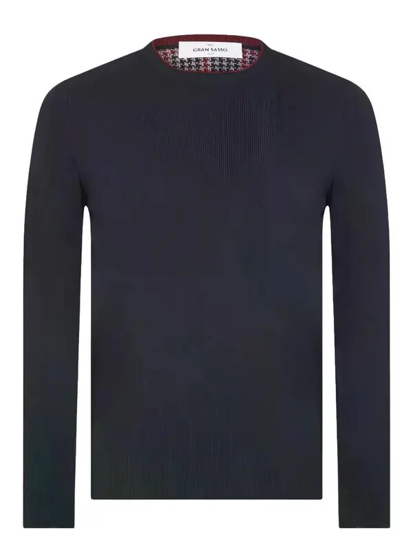 GRAN SASSO Crew Neck Elbow Patch Sweater - Blue