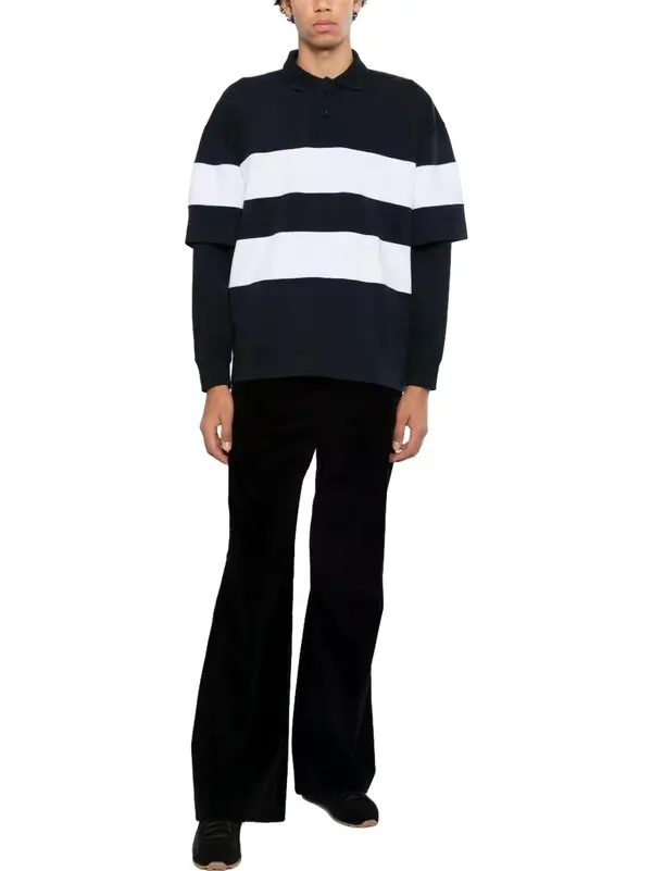 DARKPARK Striped Double-sleeve Polo Shirt - Blue