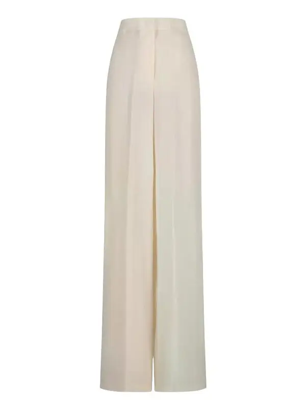 Blumarine Pleated Wide-leg Gabardine Trousers - Neutrals