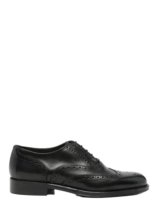 Corneliani Brogue Detail Leather Lace-up Shoes - Black