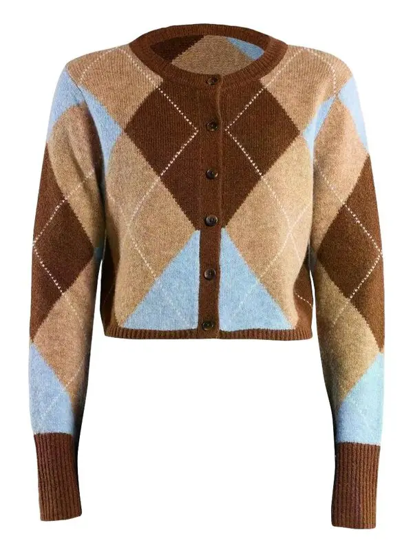 CHRISTY LYNN Goldie Argyle Cardigan - Brown