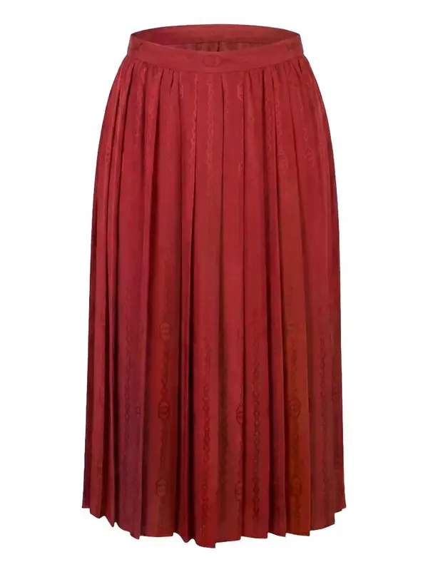 Gucci Pleated Silk Midi Skirt - Red