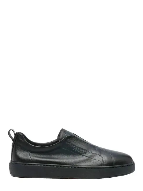 Santoni Leather Slip-on Sneakers - Blue