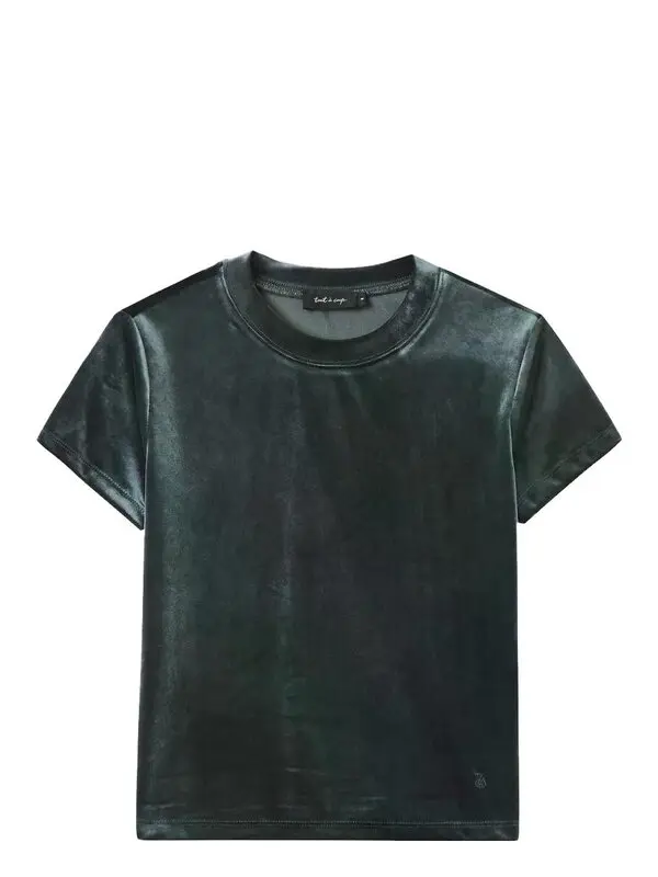 TOUT A COUP Velvet-effect Crew Neck T-shirt - Green